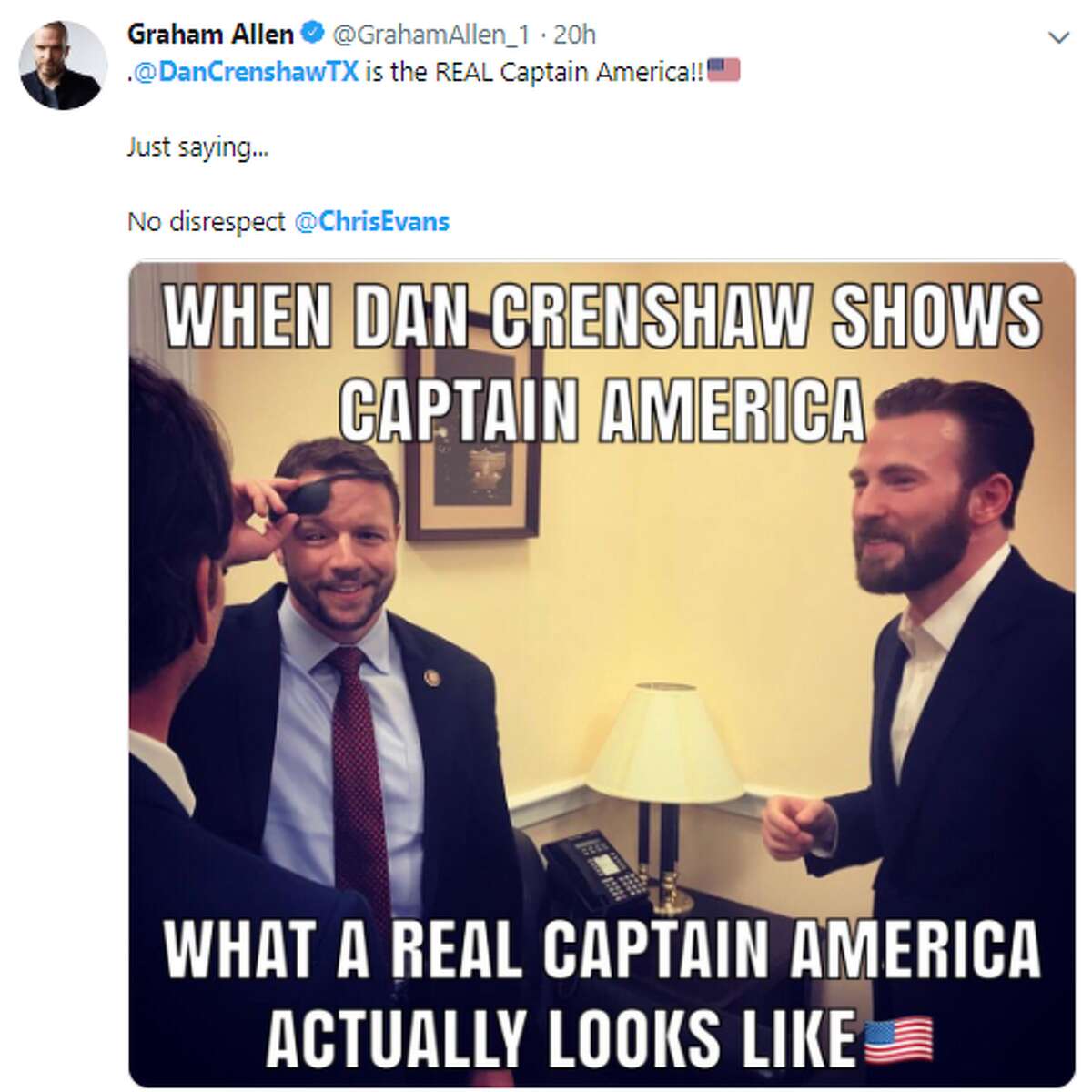 Texas Rep. Dan Crenshaw reveals glass eye, stunning Avengers star