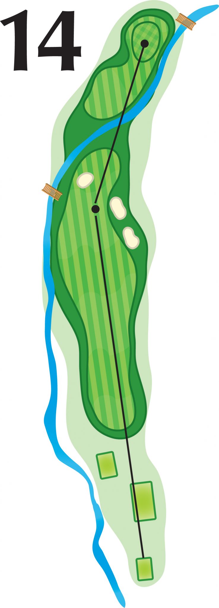 An overview of Hole No. 14 at Midland Country Club