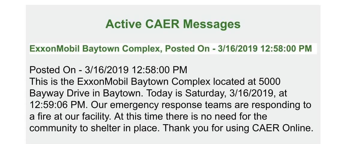 Fire contained at Exxon's Baytown facility