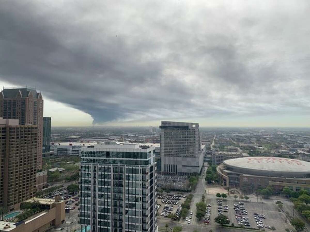 Photos from the ground show smoke plume over Houston