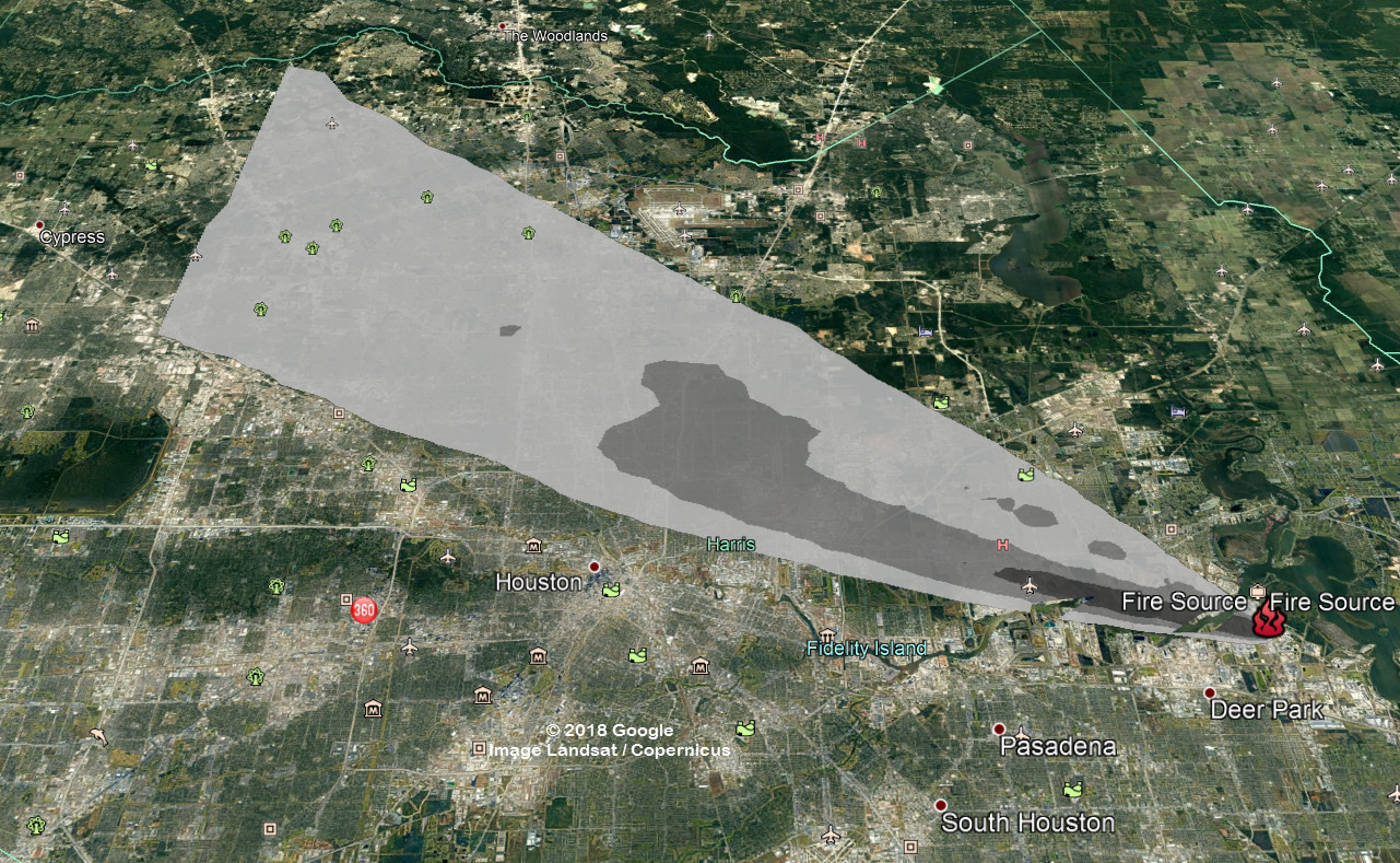 NWS maps show Deer Park fire smoke forecast