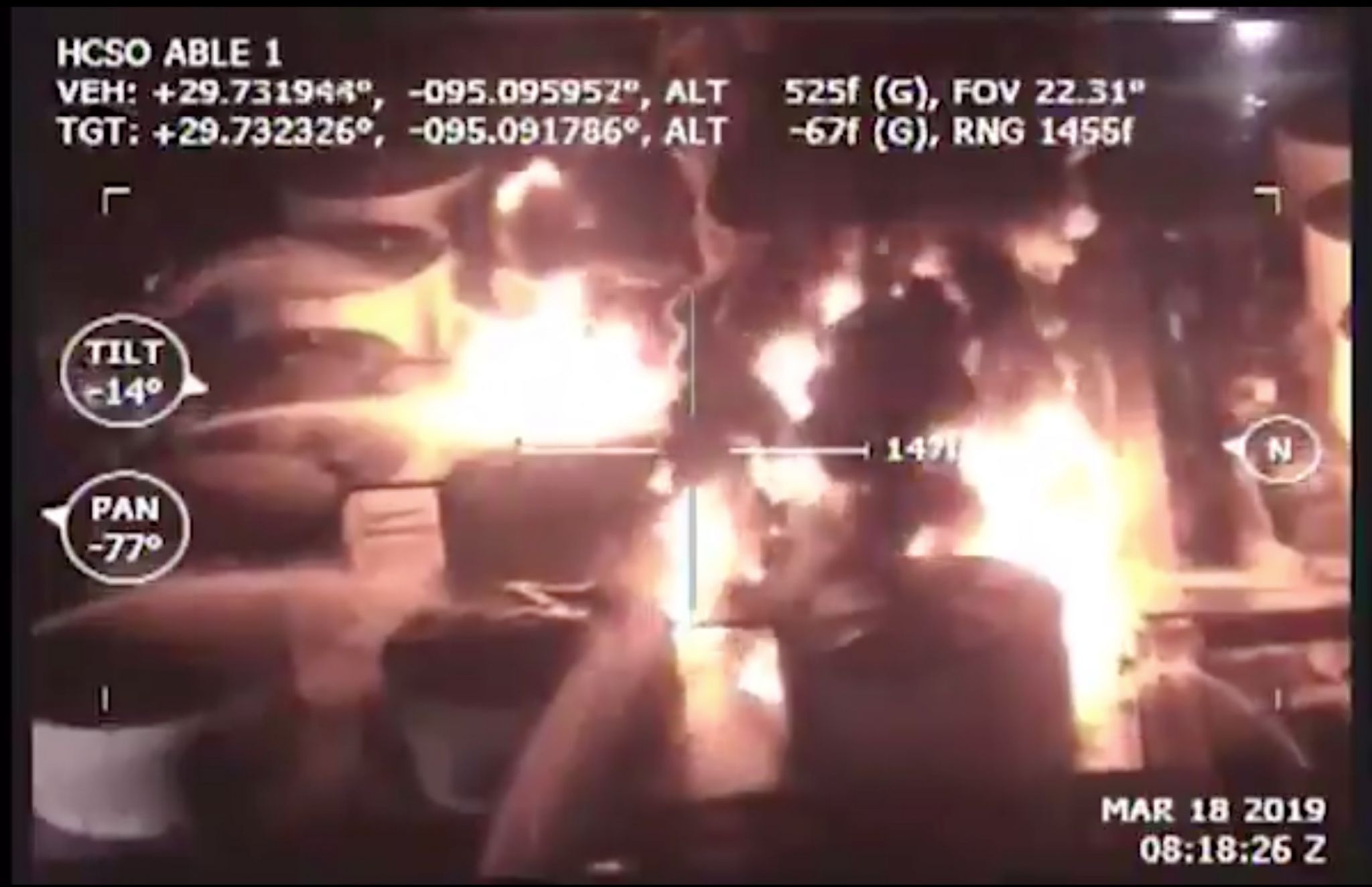 New helicopter video shows intense flames of Deer Park fire up close