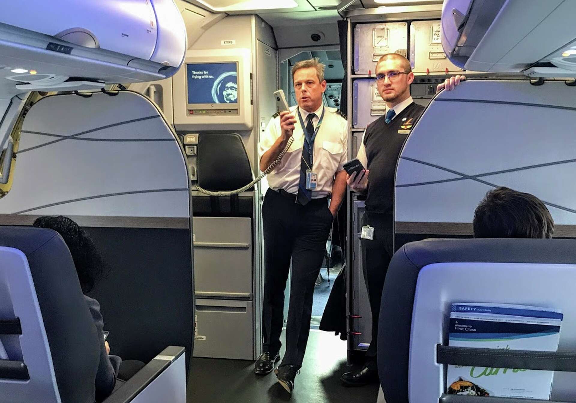 Onboard warning about inappropriate touching on the plane