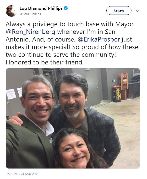 Lou Diamond Phillips gives shoutout to Mayor Ron Nirenberg and wife ...