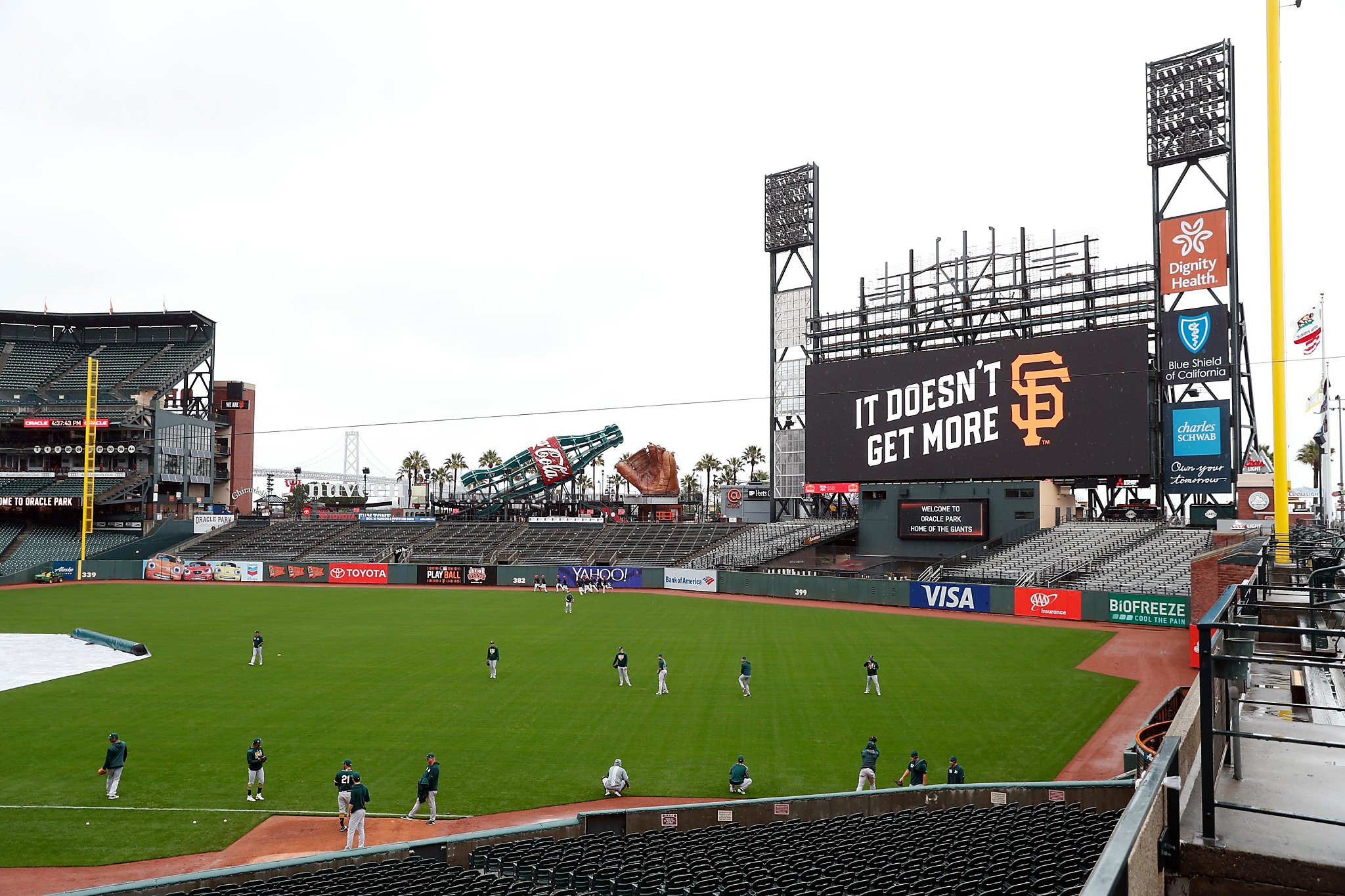 Fitting metaphor? Oracle Park scoreboard a work in progress.