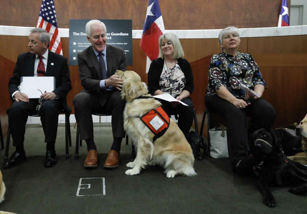 Officials in Houston tout law to allow support dogs in federal courtrooms