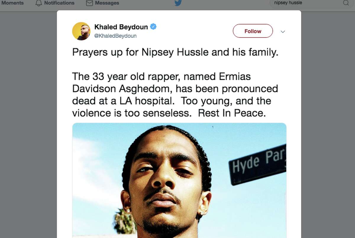 L.A. rapper Nipsey Hussle is dead at 33 after shooting outside his store