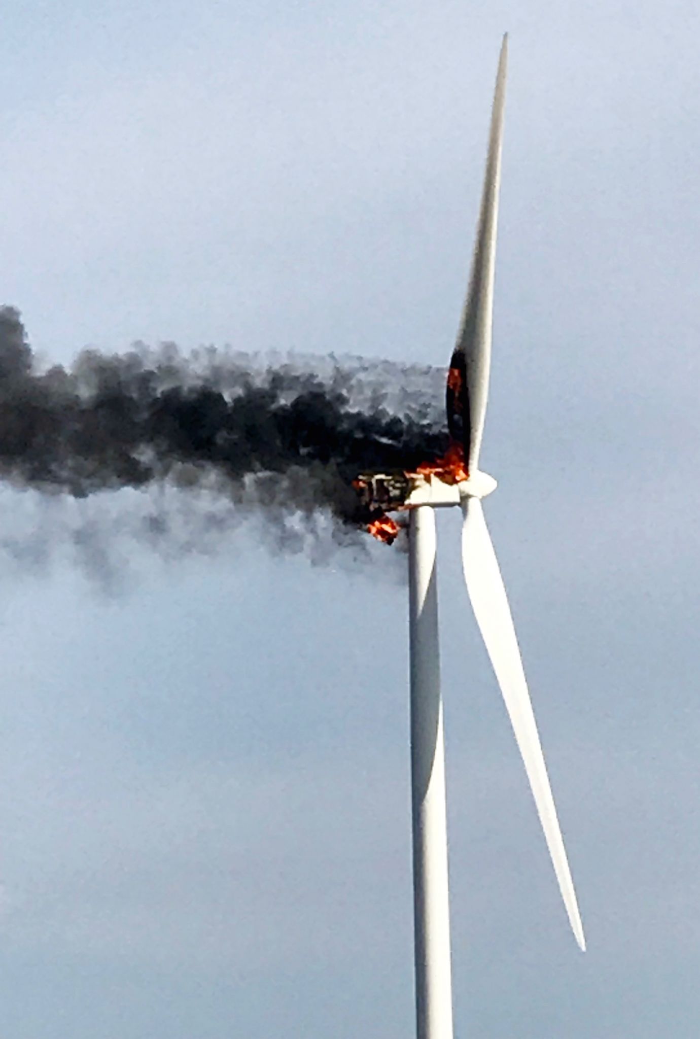 Wind turbine catches fire