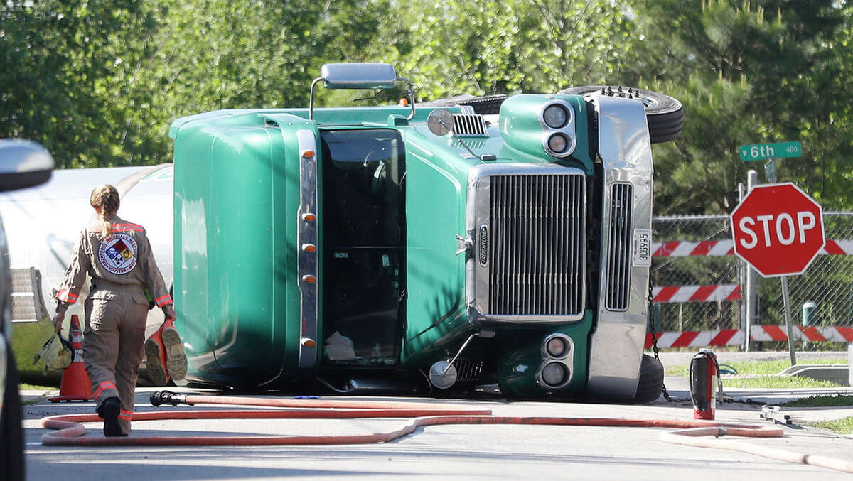 HFD: Cleanup of overturned tanker truck in Heights could take hours