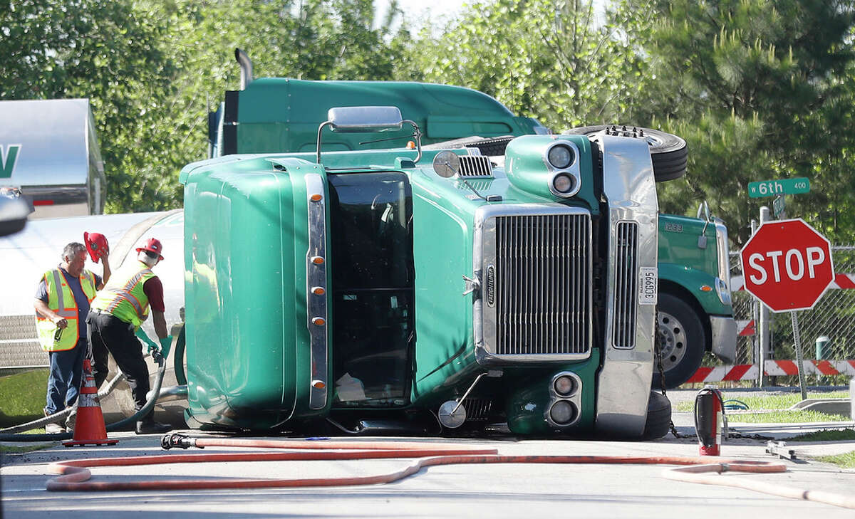 HFD: Cleanup of overturned tanker truck in Heights could take hours