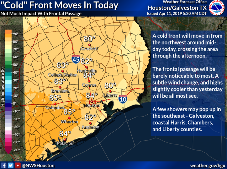 NWS: Cold front coming into Houston this afternoon, but changes will be ...