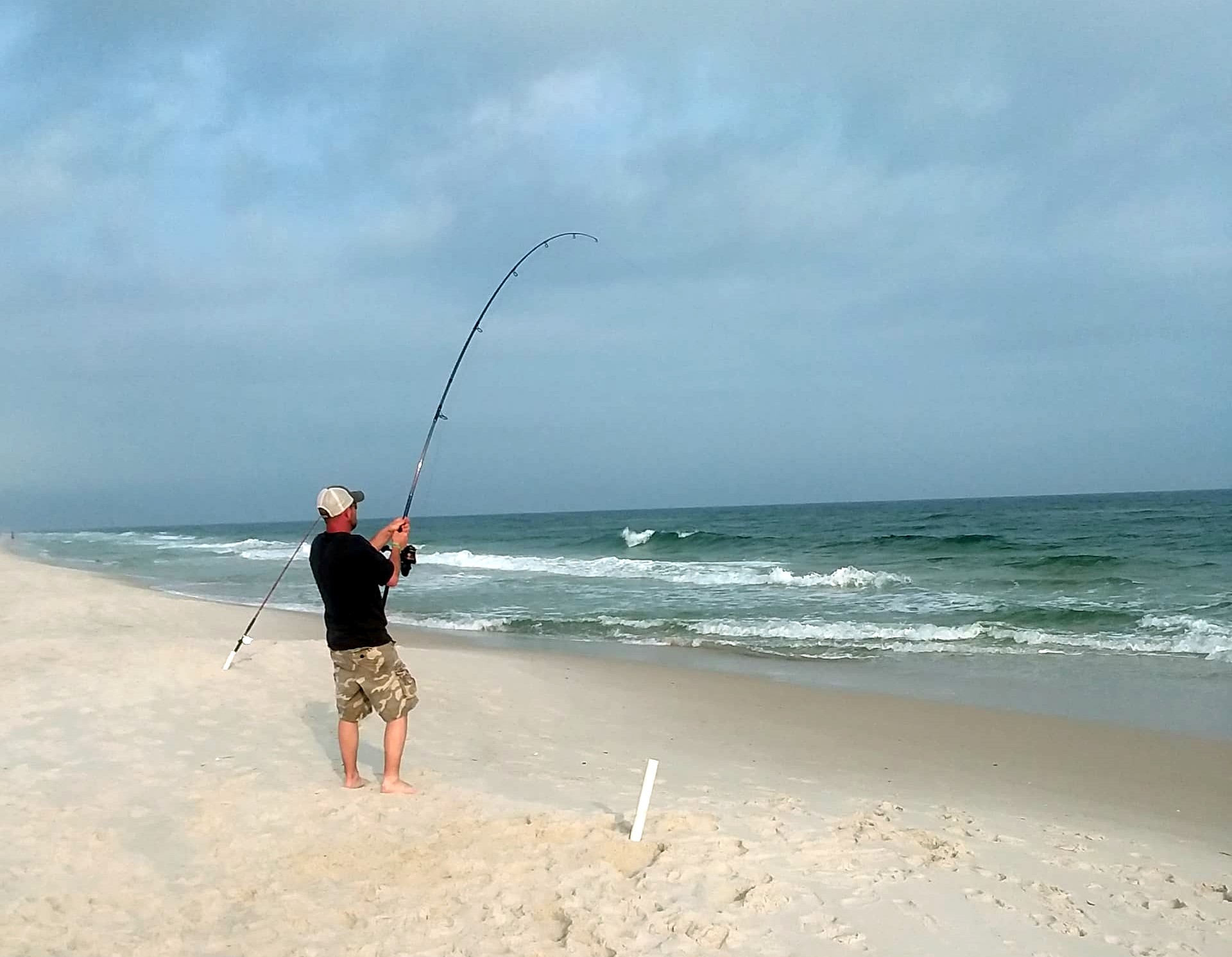 Donald Pittman, Jr., catches shark in car belt in Gulf Shores, Alabama