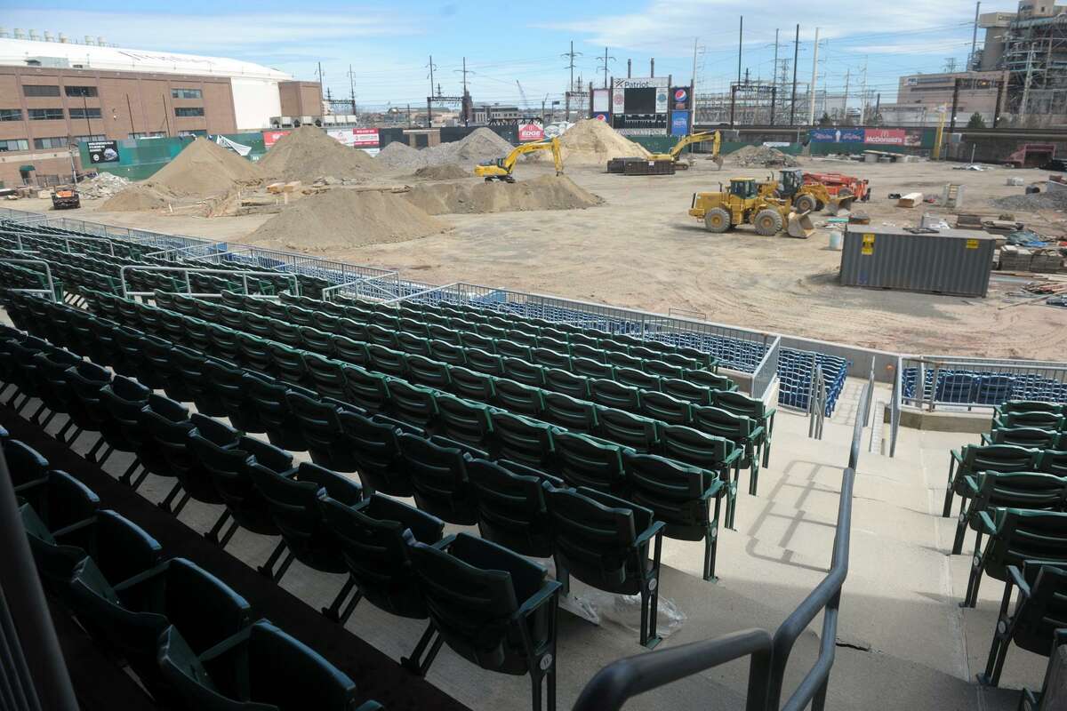 Concert amphitheater slowly rising from Bluefish stadium