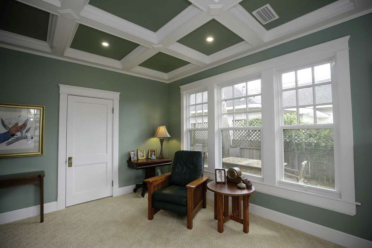 Detailed ceiling treatment crowns master bedroom project in style