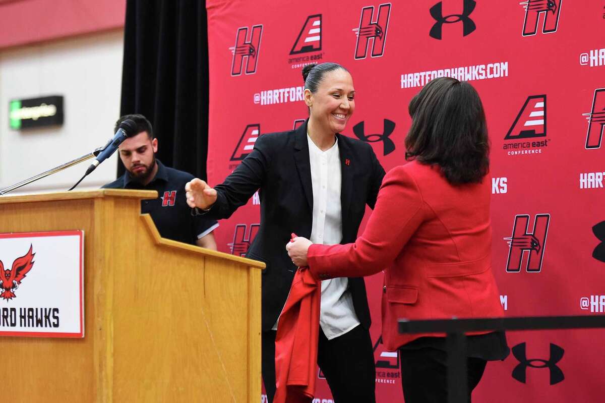Morgan Valley introduced as Hartford coach with Geno Auriemma, UConn ...