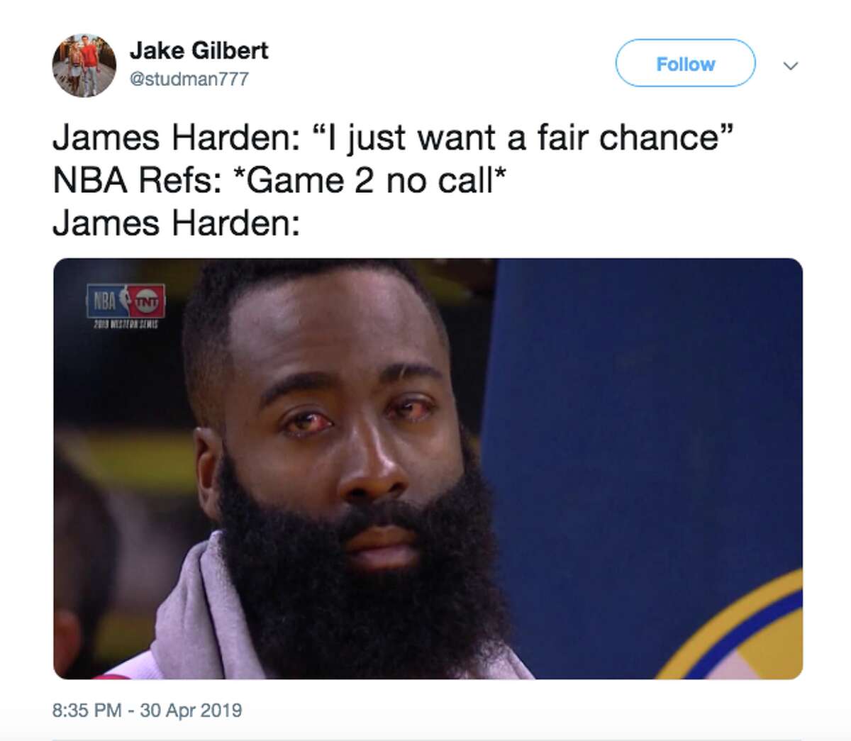 James Harden's extremely bloodshot eyes terrify the internet, spawn memes