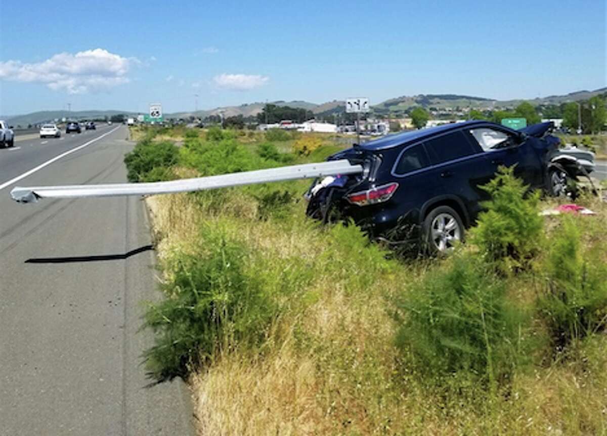 'Major injuries' after guardrail completely impales car in Solano County