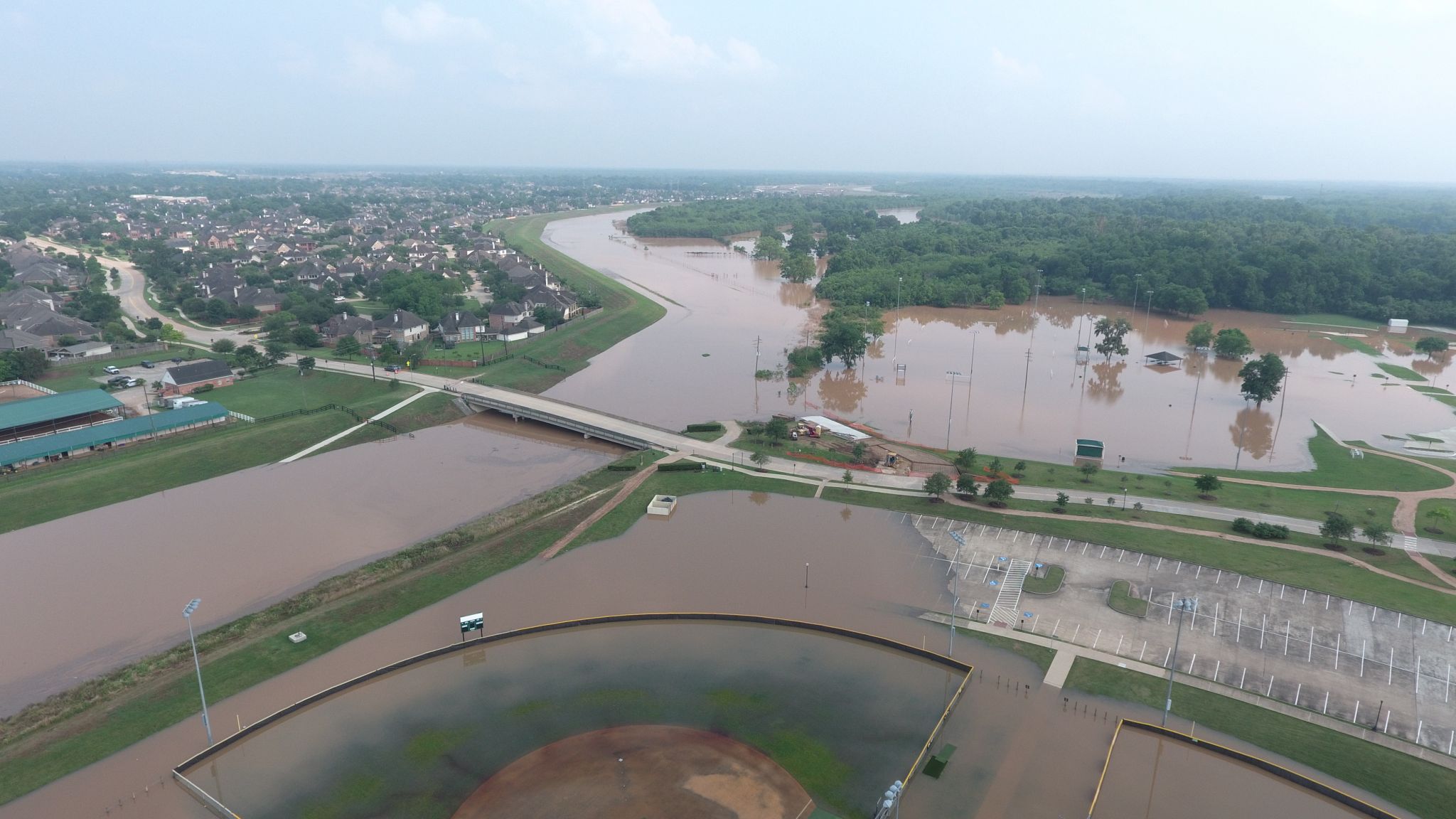 Incredible drone footage shows severe flooding at Camp Sienna in Sienna ...