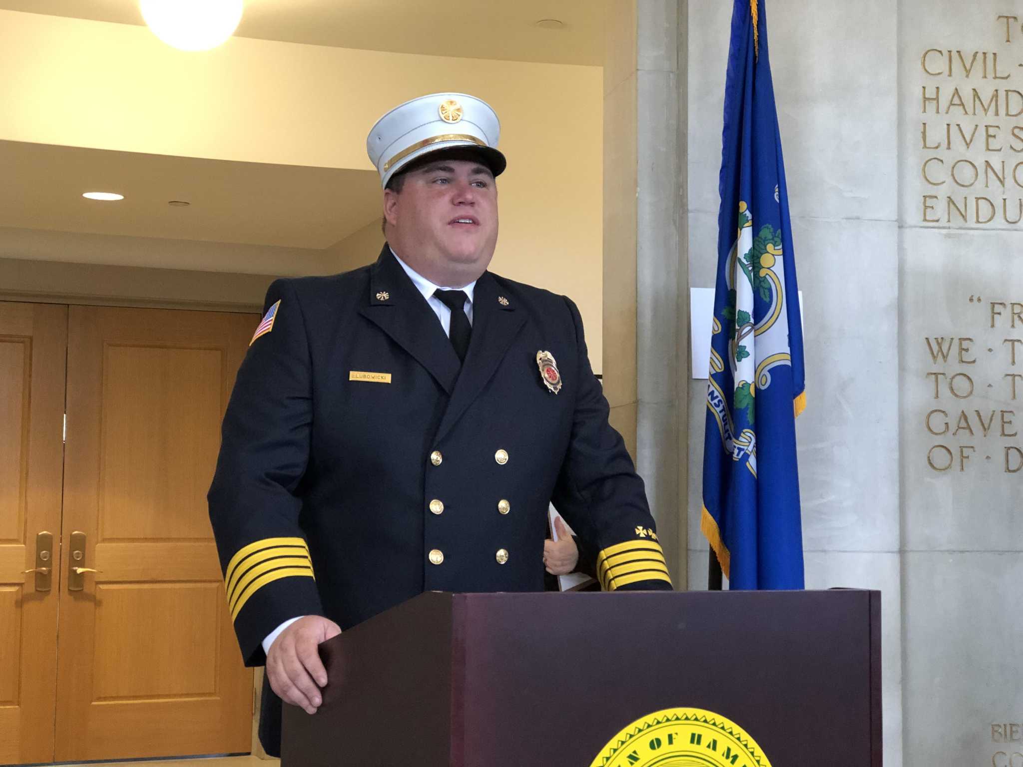 Hamden native sworn in as town’s new assistant fire chief