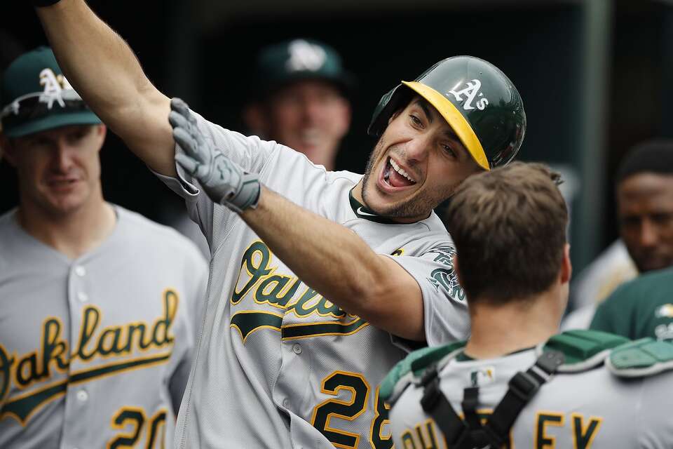 Matt Olson bunts for a base hit, belts homer the other way in A’s win