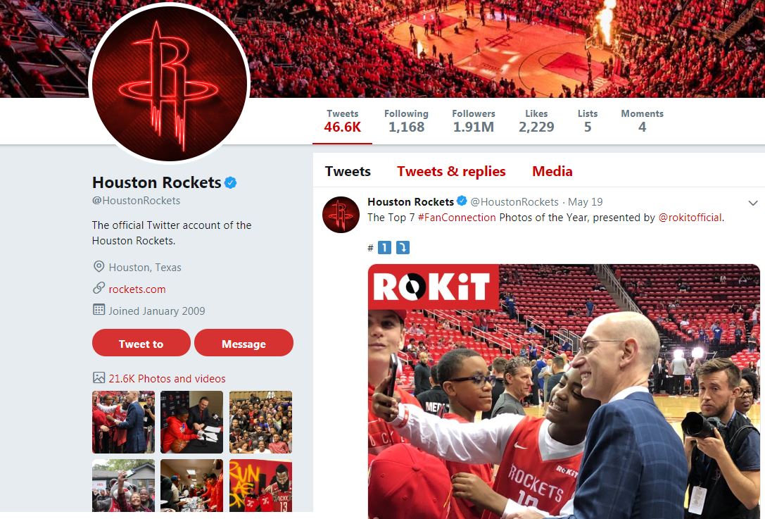 Rockets Twitter account returns minus nearly a million followers