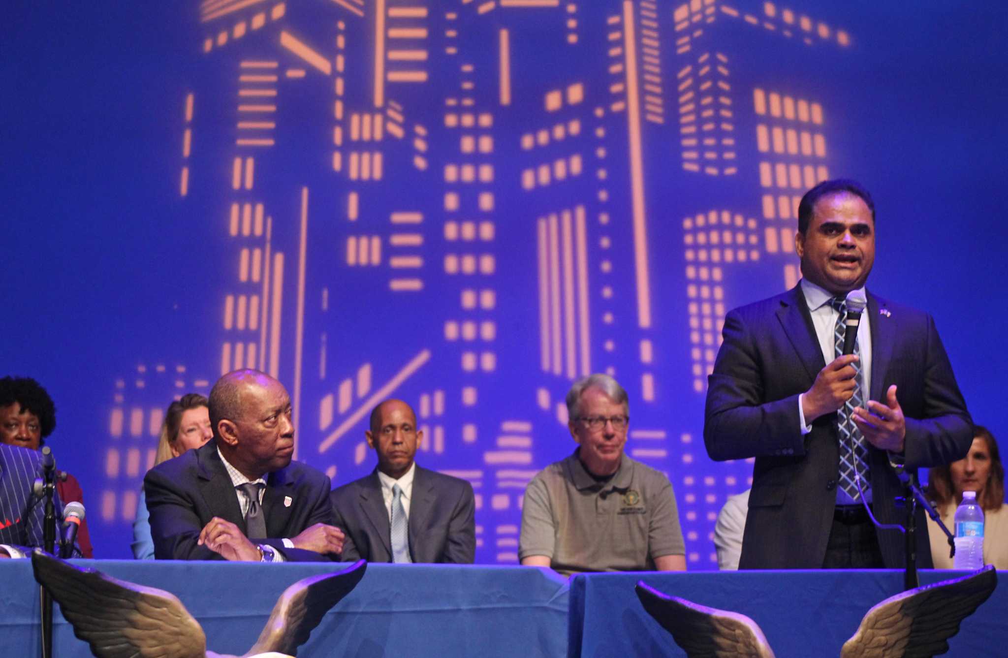 Fort Bend County Judge KP George listens to Precinct 2 residents