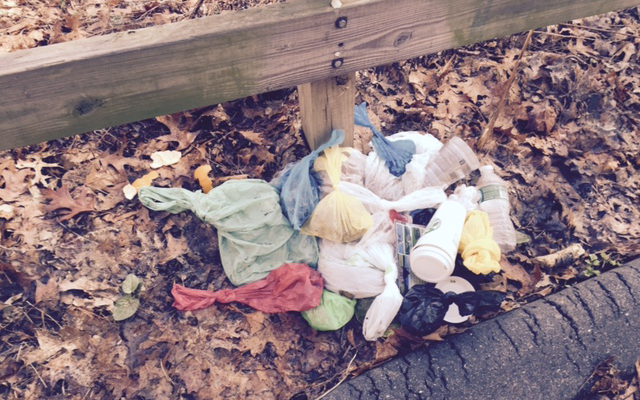 Garbage and 'poop bags' dumped on trail