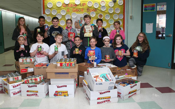 Booth Hill School's Student Council collect for Trumbull Food Pantry