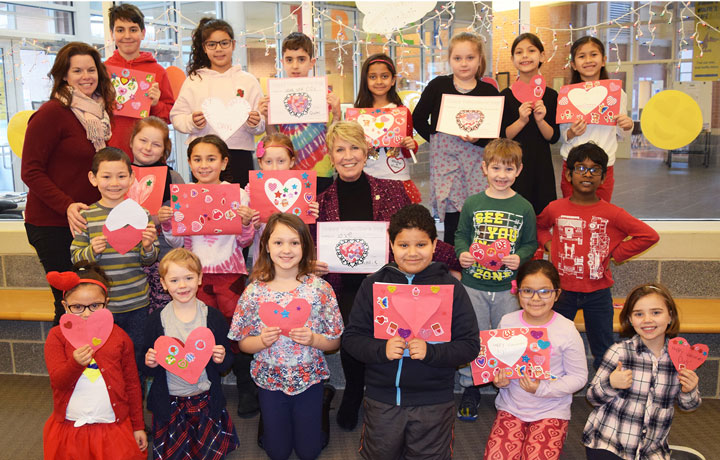 Students make valentines for seniors and patients