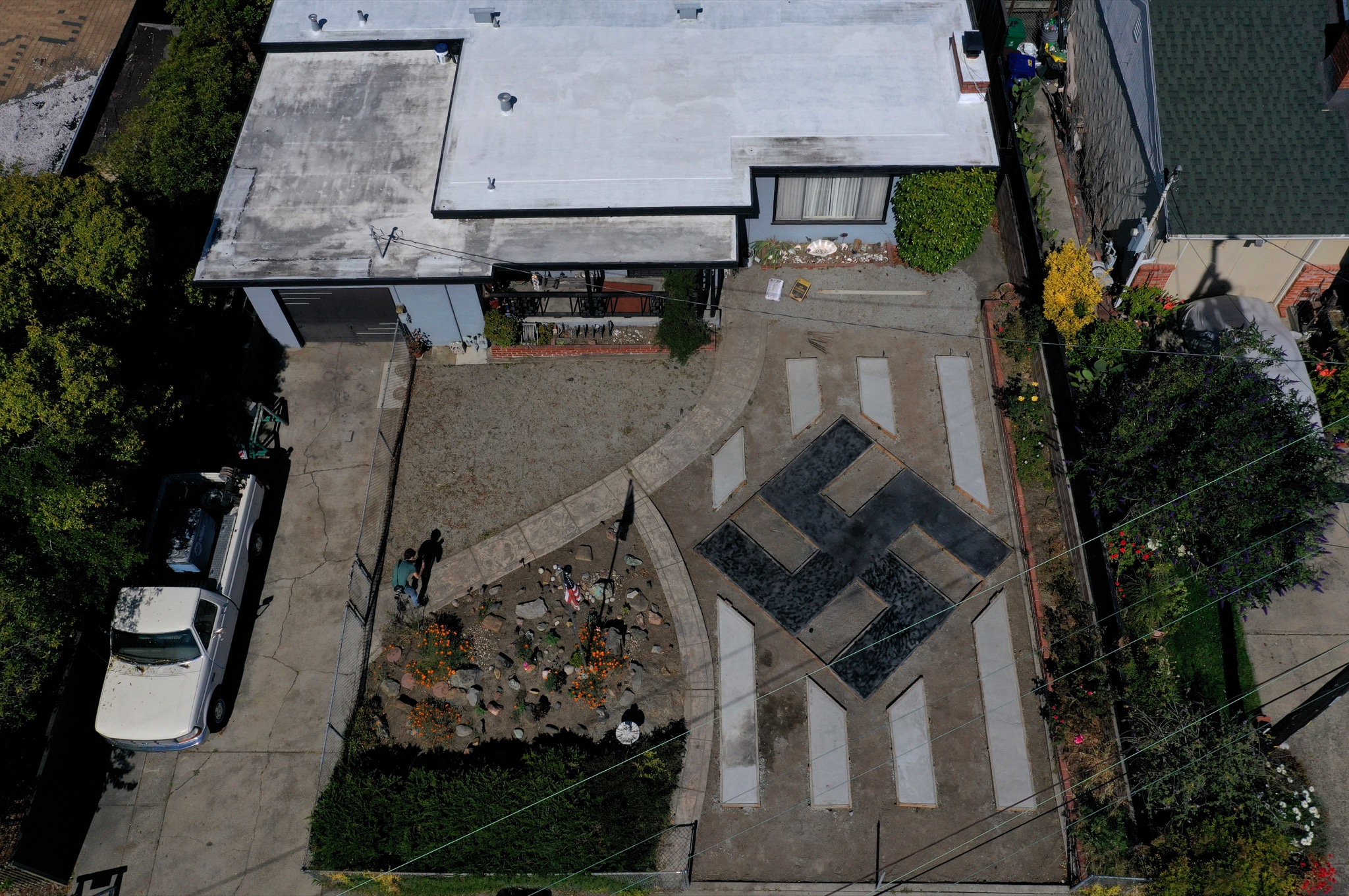 El Sobrante man says giant swastika in his yard isn't the Nazi kind El Sobrante man says giant swastika in his yard isn't the Nazi kind
