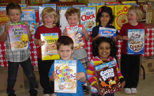 Students hold a cereal drive