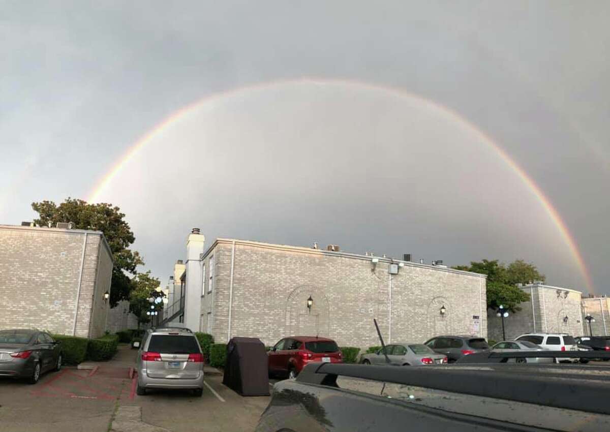 Houstonians get their cameras out as double rainbow appears over city