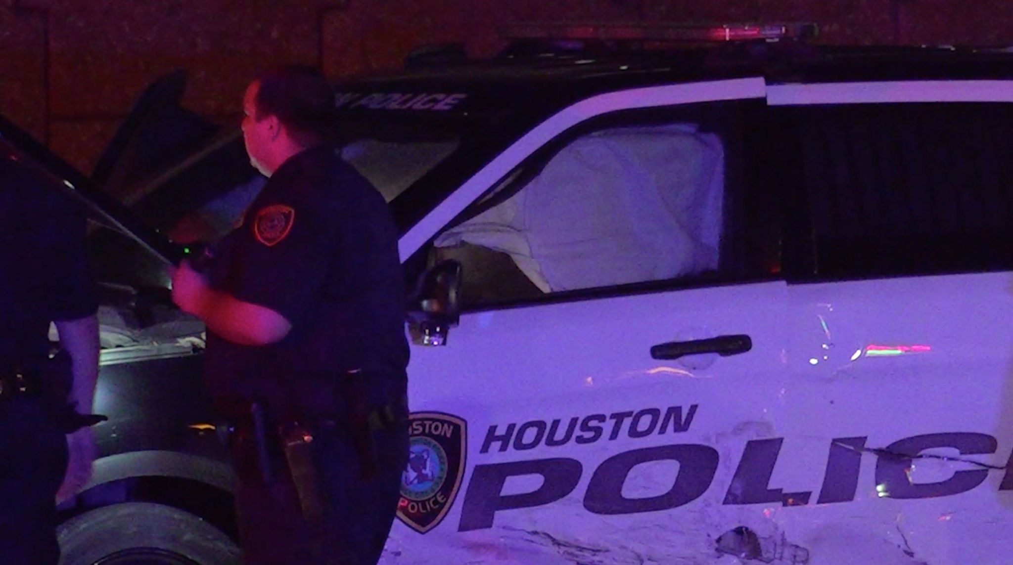 Houston police officer OK after cruiser collides with sedan in west Houston