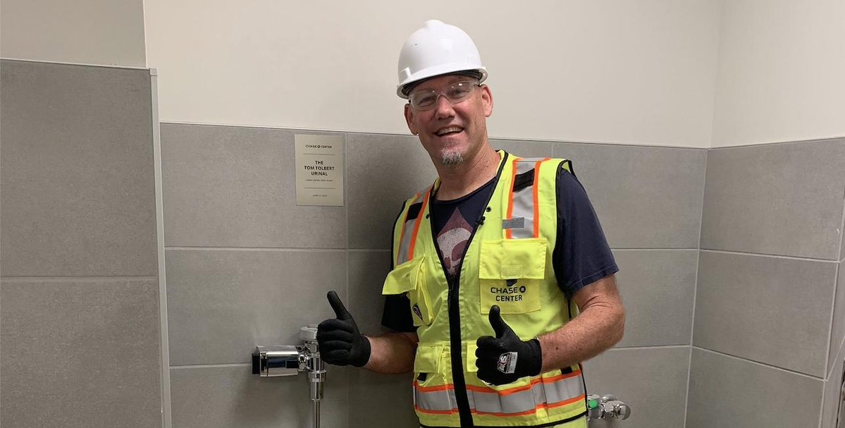 Tom Tolbert honored with urinal at the Chase Center