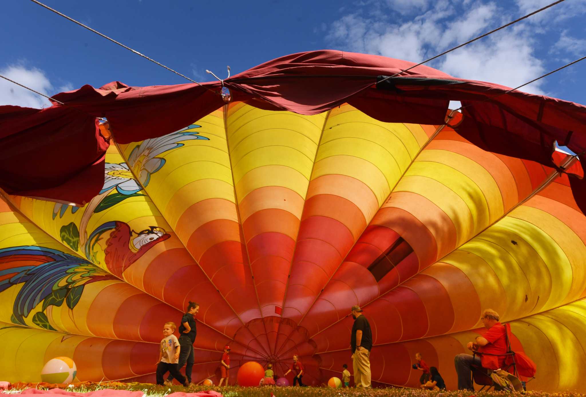 Beautiful colors on a billowy balloon make field of dreams