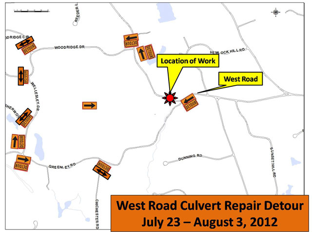 Detour for West Road culvert repair