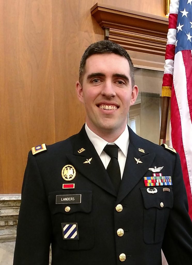 Christopher Landers promoted to Major in Army’s aviation branch