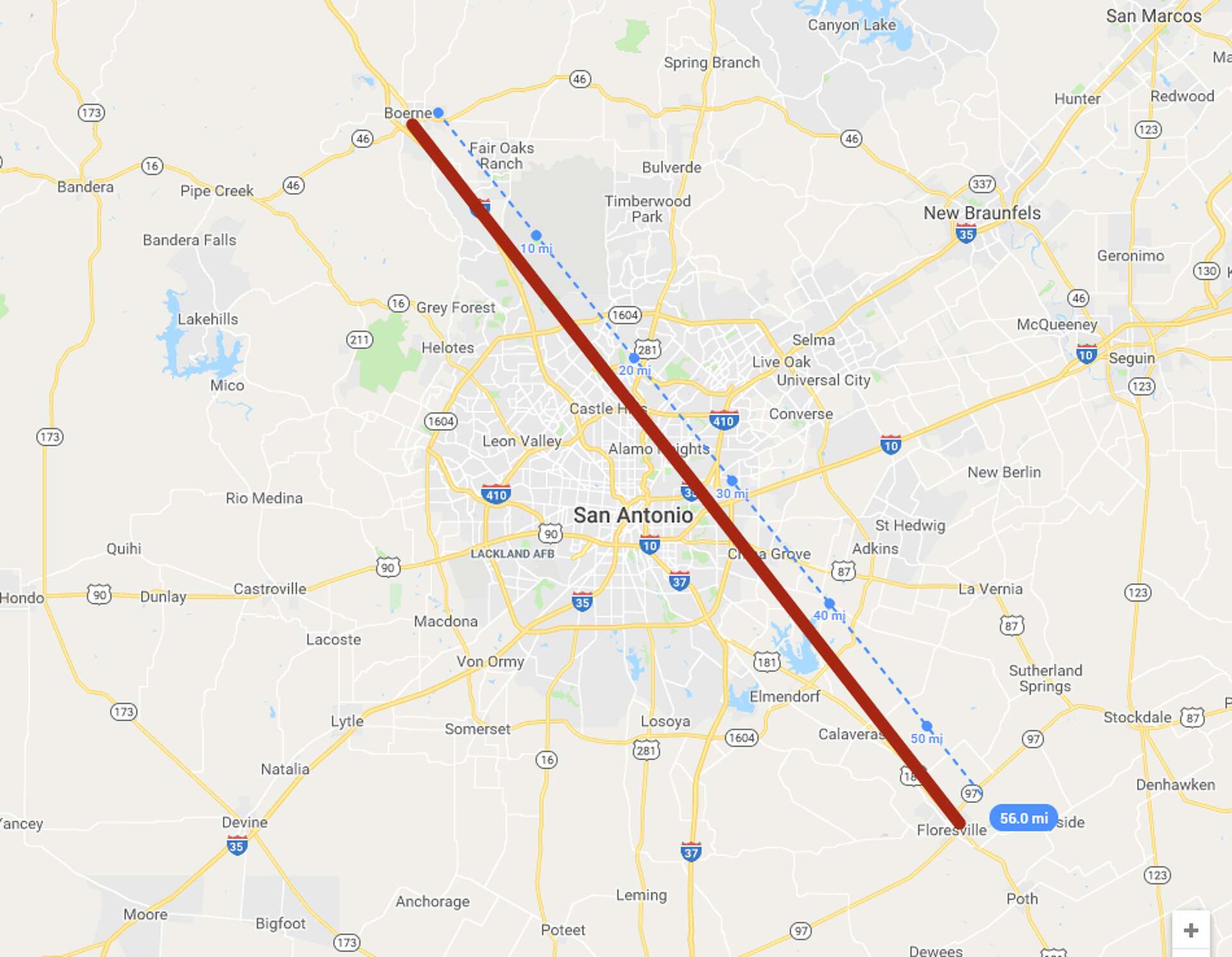 A drive across San Antonio could take you across these states, countries