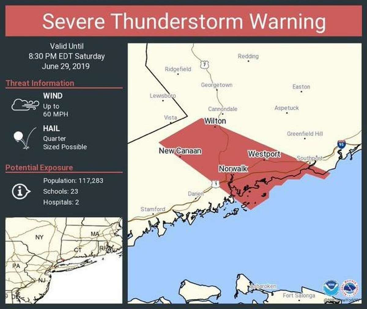 Severe thunderstorm threat over, dry conditions expected overnight in CT