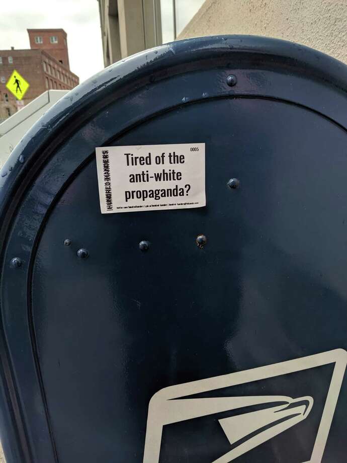 White supremacist stickers plastered around downtown Troy - Times Union