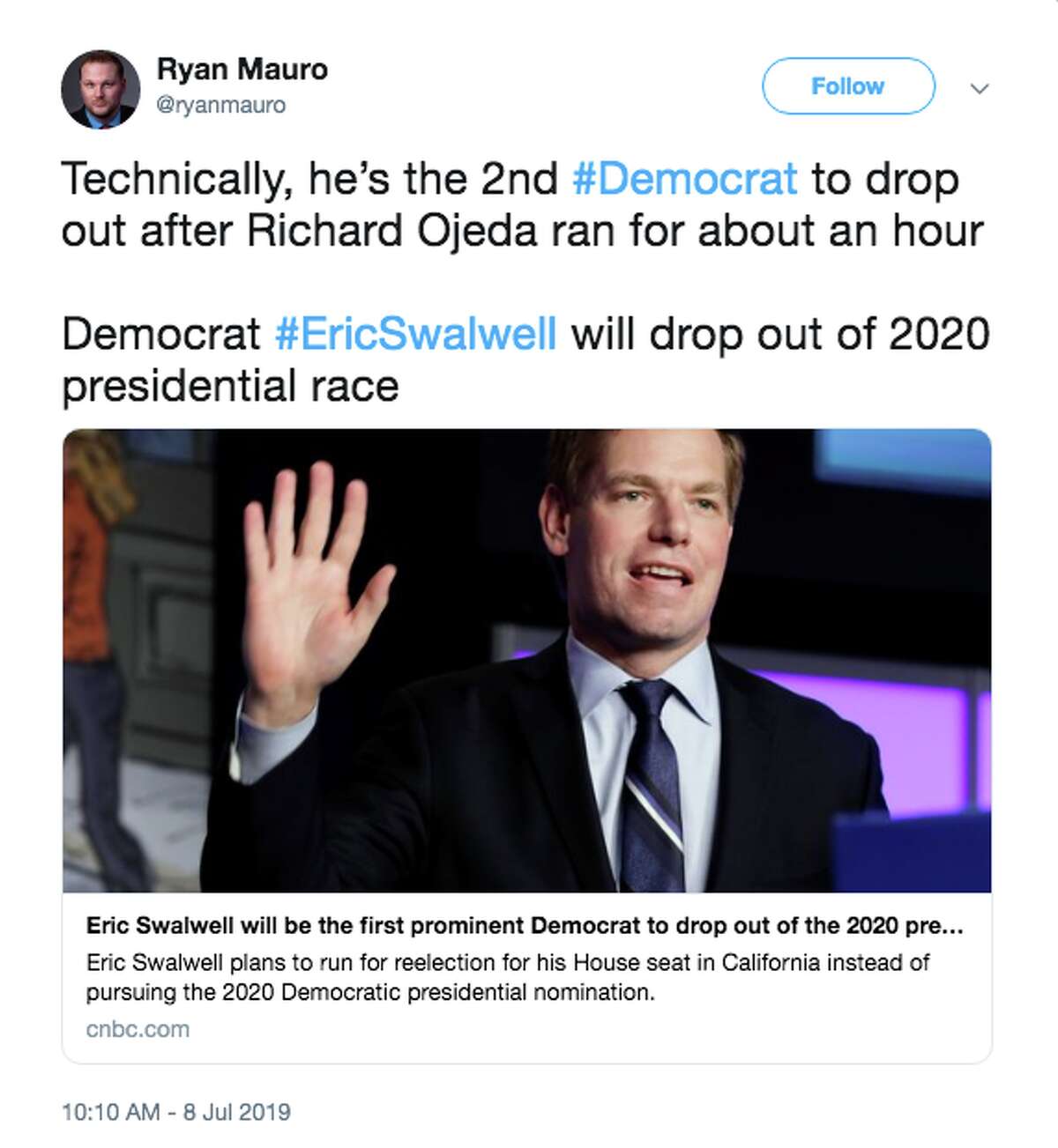 'Was he ever in?' Twitter reacts to reports of Rep. Eric Swalwell ...