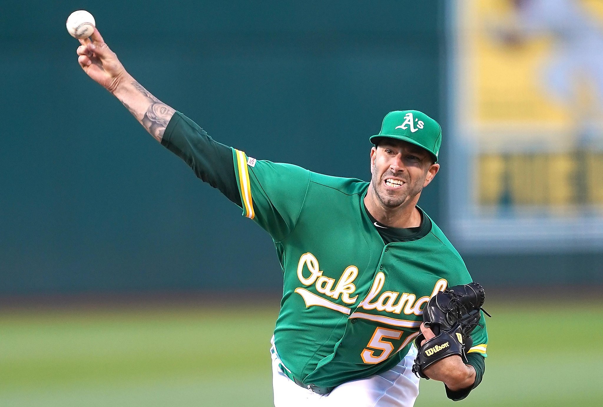 A’s pitcher Mike Fiers rolls along, extends winning streak to seven