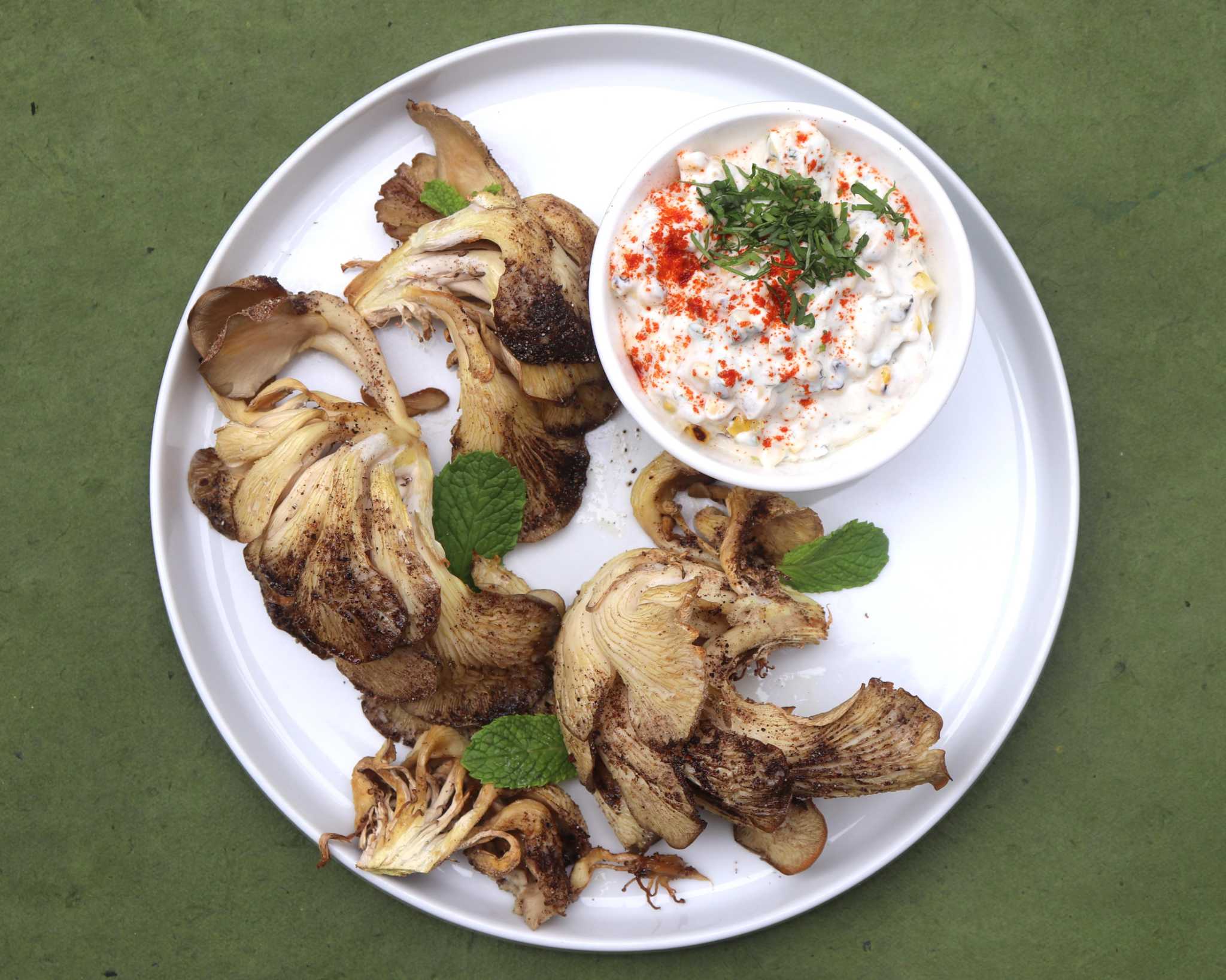 Recipe: Roasted Oyster Mushrooms with Corn Raita