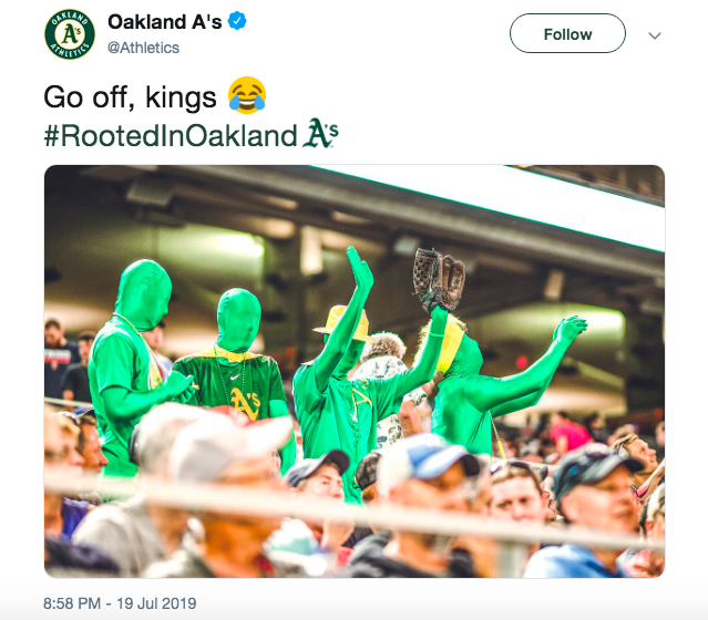 'Have you ever been here before?' Announcers roast A's fans wearing ...