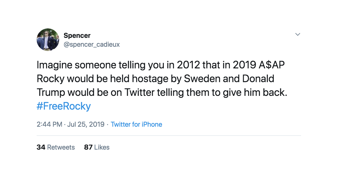 Trump tweets '#FreeRocky' and Twitter is losing it: 'What type of ...