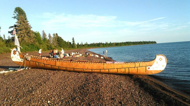 Ewing teaches about the French voyageurs as part of living history