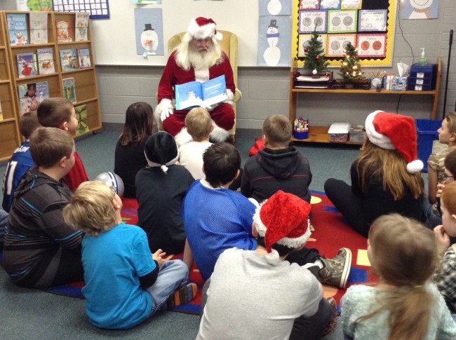 Santa Claus visits students at Brookside Elementary School