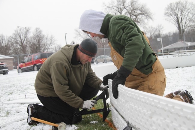Ice rink prepped and almost ready