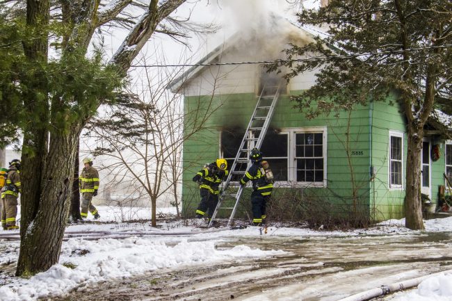 Area fire departments respond to structure fire in Colfax Township