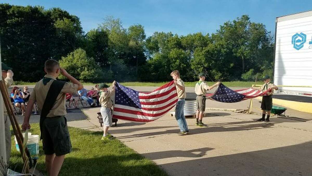 Boy Scouts conduct flag retirement ceremony